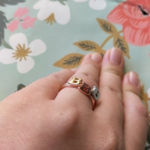 BaubleBar | Jewelry | Nwot Letter Silver B Stackable Personalized Ring ...